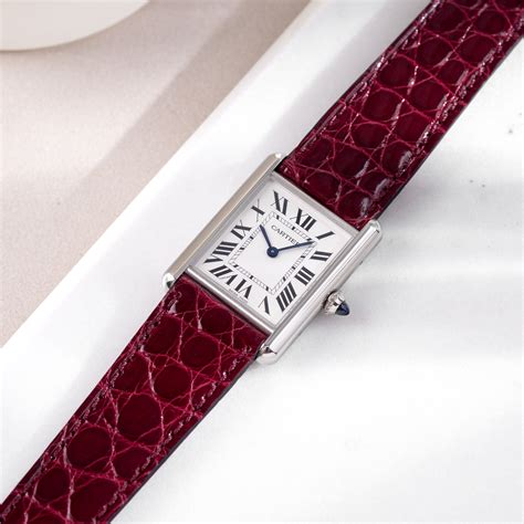 Brillant Alligatorleder Uhrenarmband Bordeaux