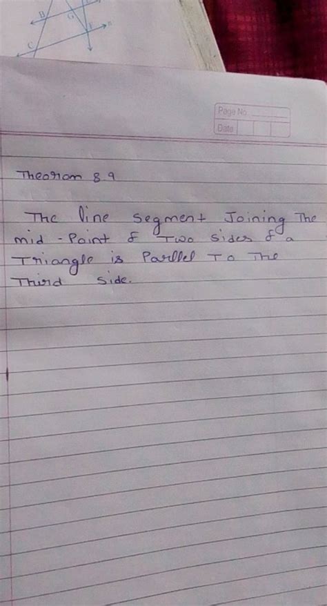 Theorom 89the Line Segment Joining The Midpoint Of Two Sides F A Trian