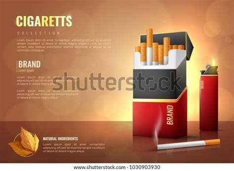 Cartel Realista De Productos Del Tabaco Con Símbolos De Marca De