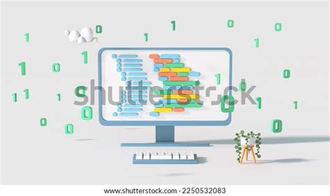Desktop Binary Code Computer Engineering Concept Stock Illustration