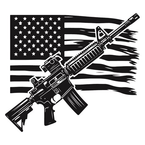 Free Weapon And Distressed American Flag Svg Black And White Svg Vector