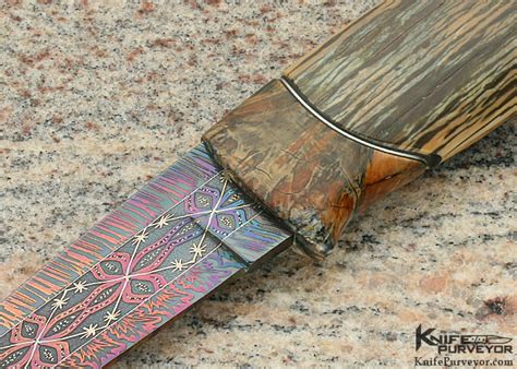 Thomas Lofgren Custom Knife Ancient Flames Multi Colored Conny Persson Mosaic Damascus Over