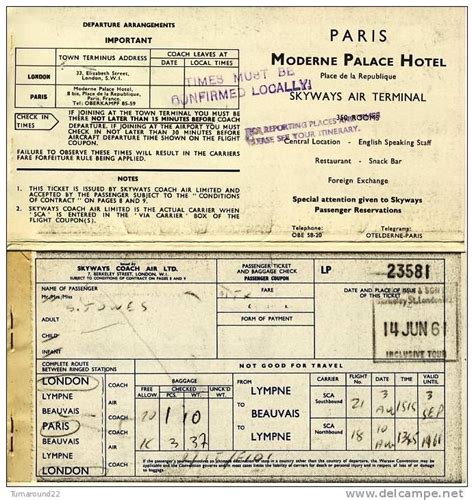 Vintage Airline Tickets Skyways Coach Air Passenger Tickets 1961