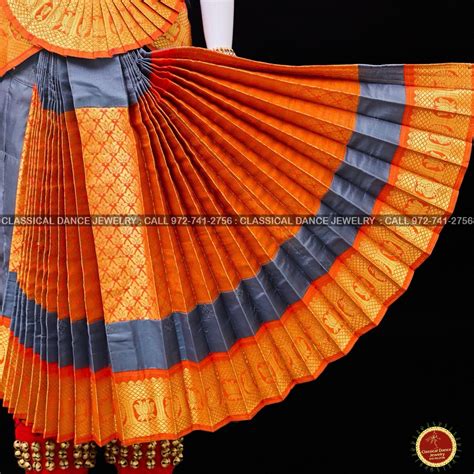 Grey Orange 30 Inchs Pant Length Bharatanatyam Dance Costume Art Sil
