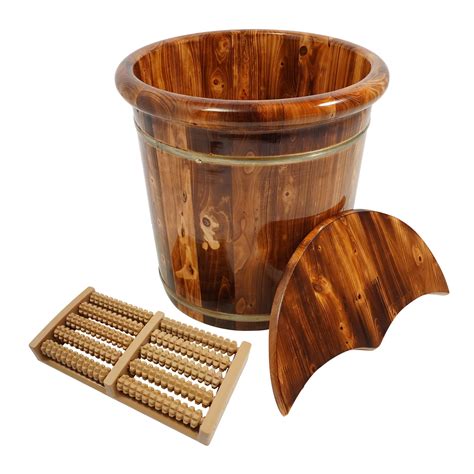 Joyding Footbath Bucket Footbath Barrel Wooden Footbath Bucket No Assembly With Massage Beads