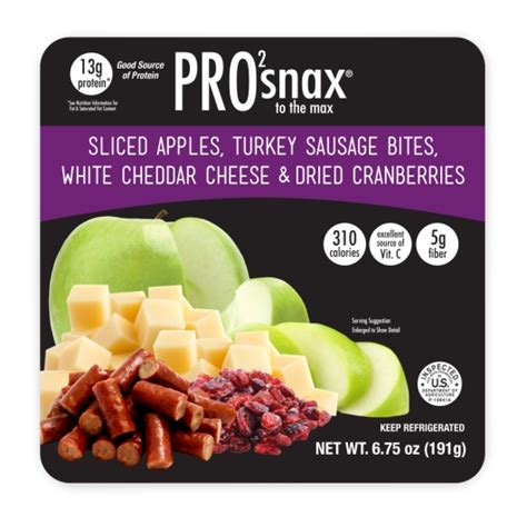 Pro2snax To The Max Sliced Apples Turkey Sausage Bites White Cheddar