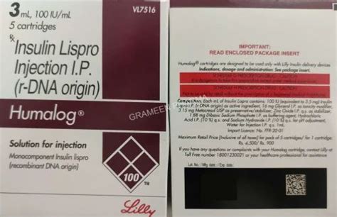 Humalog Insulin Lispro Injection Packaging Type Vial 100 Iu At