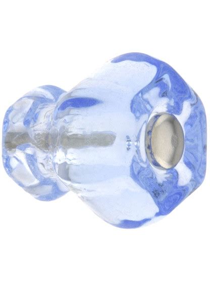 Small Hexagonal Light Blue Glass Cabinet Knob With Nickel Bolt House