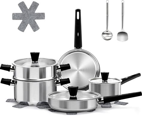 Meythway Stainless Steel Cookware Set Non Toxic 14pcs