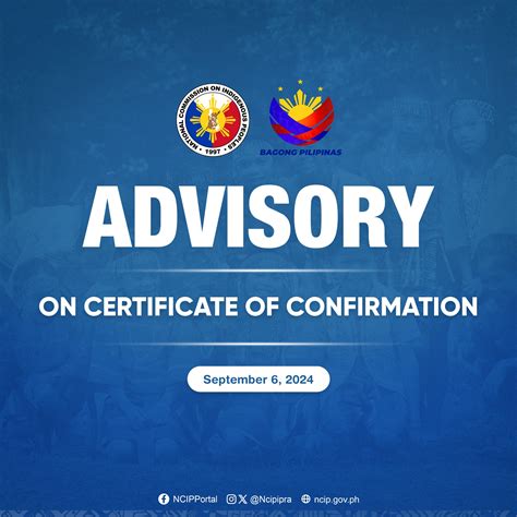 Ncip Advisory On Certificate Of Confirmation National Commission On