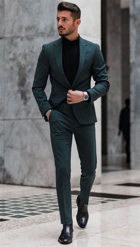 Emerald Green Suits For Men Slim Fit 2 Piece Suit Formal Fashion