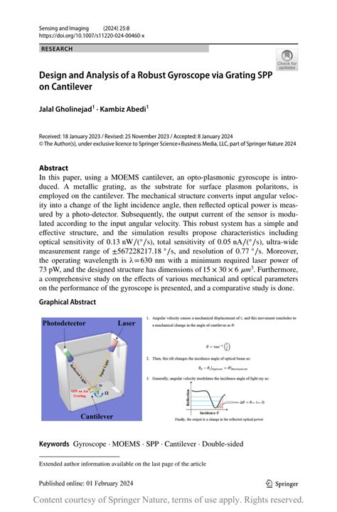 Design And Analysis Of A Robust Gyroscope Via Grating Spp On Cantilever