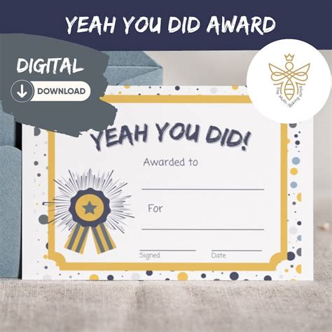 You Did It Certificate Etsy