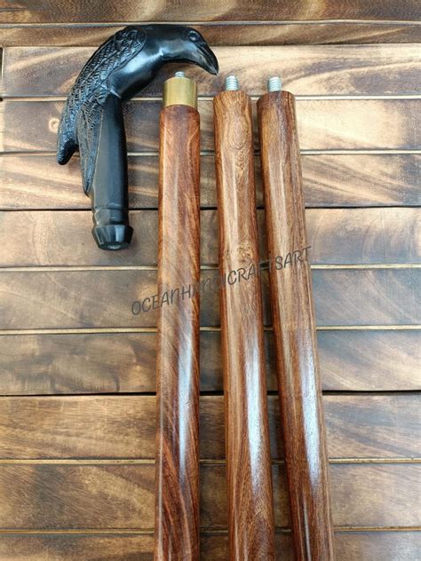 Wooden Walking Cane Brass Raven Handle Walking Canes For Dad T