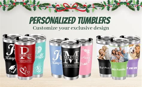 Aumuko Personalized Tumbler With Engraved Name 16 Designs Double Wall Insulated Slider Lid