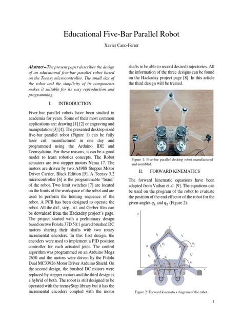 educational five bar parallel robot pdf robot robotics
