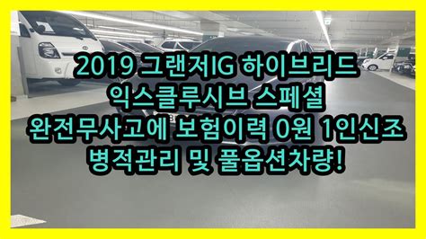 판매완료2019 그랜저ig 하이브리드 익스클루시브 스페셜 풀옵션 1인신조 완전무사고 보험이력 0원 병적관리 차량 현대 그랜저 그랜저ig하이브리드 Youtube