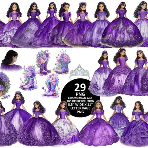 Purple Princess Dress Png Etsy