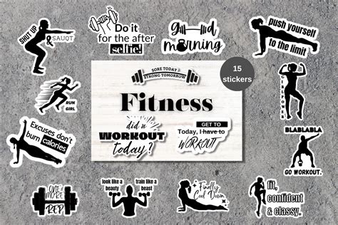 Fitness Inspiration Stickers Bundle Graphic By Golden Design · Creative