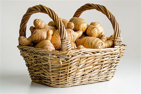 Fresh Ginger In A Basket Premium Ai Generated Image