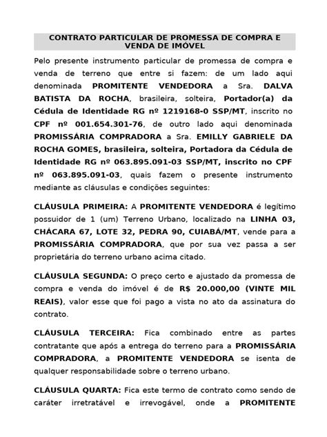Contrato Dalva Batista Da Rocha Pdf
