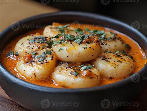 Soft Fluffy Appam Served With Spicy Keralastyle Stew Garnished With