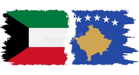 Kosovo And Kuwait Grunge Flags Connection Vector Stock Vector