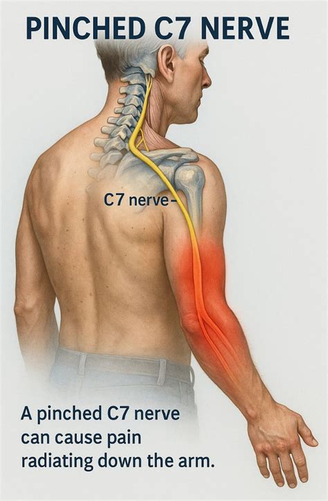 Pinched C7 Nerve Realistic Pain Pathway Illustration Body Anatomy
