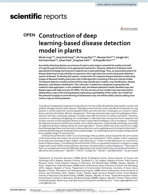 Pdf Construction Of Deep Learning Based Disease Detection Model In Plants
