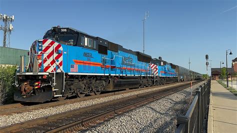 Metra Emd Sd70mach Double Header On Milwaukee District North Train 2141 North Glenview 5 6