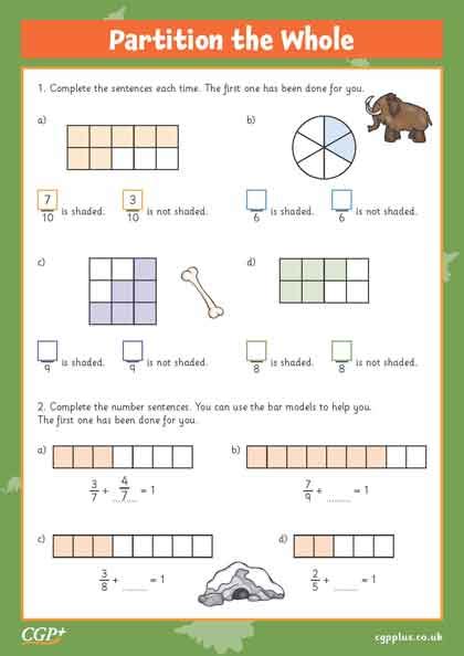 Fractions — Partitioning The Whole Problems Foundation Year 3 Cgp Plus