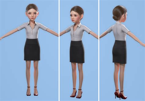 3d Business Woman Cartoon Girl Rigged Turbosquid 1767121