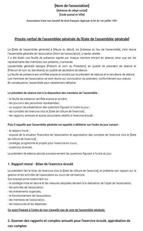 Procès Verbal Dassemblée Générale Dune Association