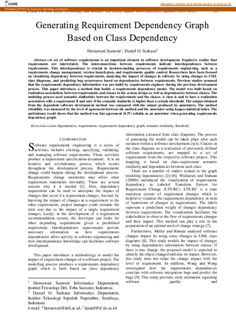 Pdf Generating Requirement Dependency Graph Based On Class Dependency