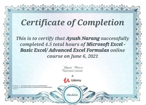 Ayush Narang On Linkedin Microsoftexcel Excel Udemy Learning Certification Microsoft