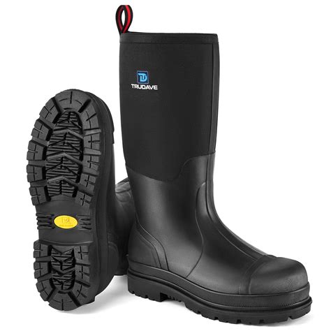 Rubber Work Boots With Steel Shank Mens Waterproof Rain Boots Anti