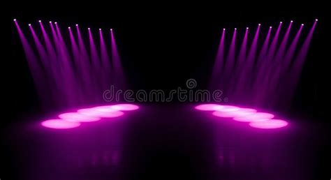 Magenta Spotlight Beams Empty Theater Stage Concert Background Stock