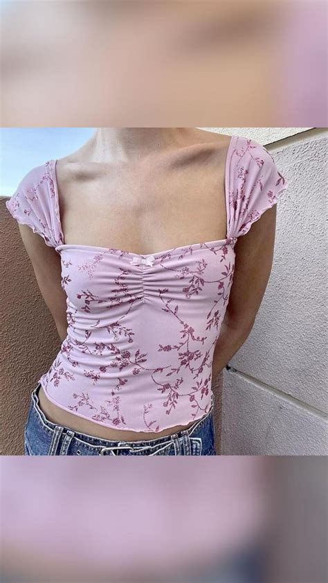 Pink Bow Crop Top Basic Tops Casual Vintage Outfits Streetwear