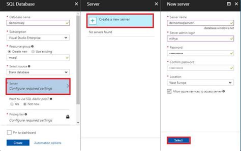 Creating A SQL Database And SQL Server On The Azure Portal