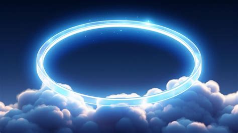 Premium Vector A Circle In The Clouds With A Blue Background