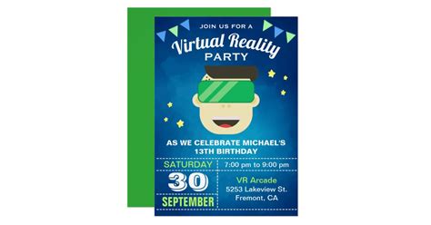 Vr Game Virtual Reality Birthday Party Invitation Au