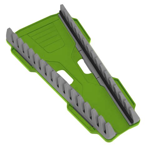 Reversible Spanner Rack 16pc Hi Vis Green Anvil Tool