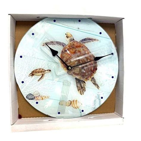 Glass Sea Turtle Wall Clock New Auctionology Llc