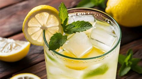 Zesty Lemon Mint Lemonade Cooler Stock Image Image Of Chilled Leaves 321387471
