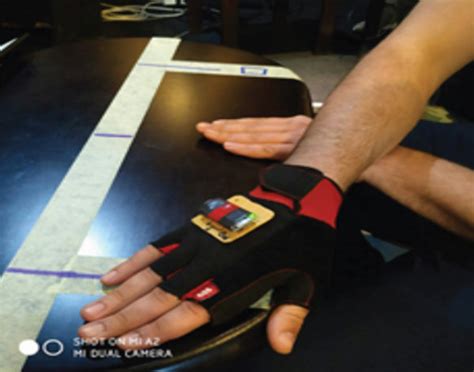 a the initial position of the subject s hand with the imu sensor