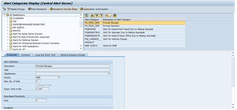 ALRTCATDEF SAP Tcode Editing Alert Categories