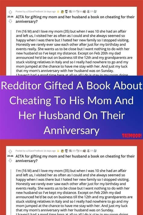 Redditor Ted A Book About Cheating To His Mom And Her Husband On