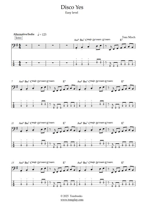Disco Yes Easy Level Tom Misch Bass Tabs