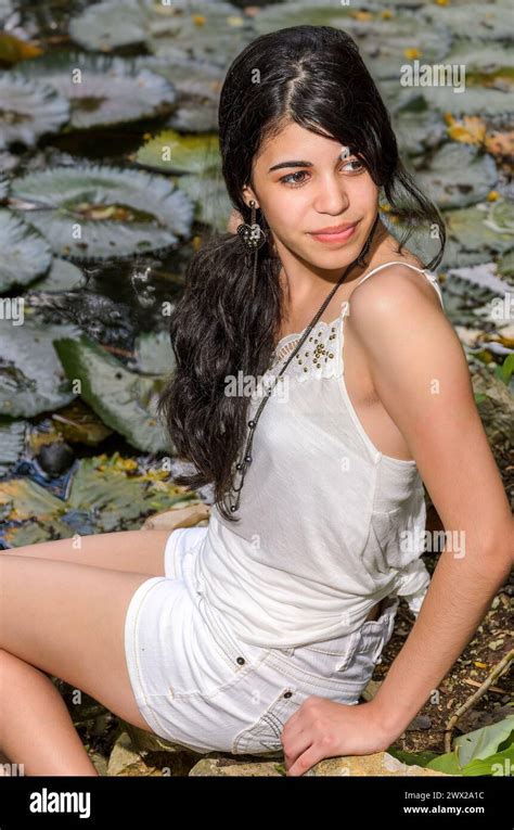Quinceanera Portrait Of Cuban Girl In An Outdoor Setting Cuba Stock