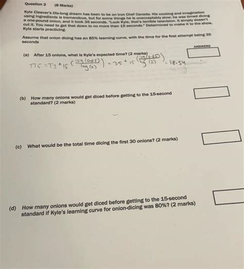 Solved Question 2 B Marks Kyle Cleavers Life Long Dream